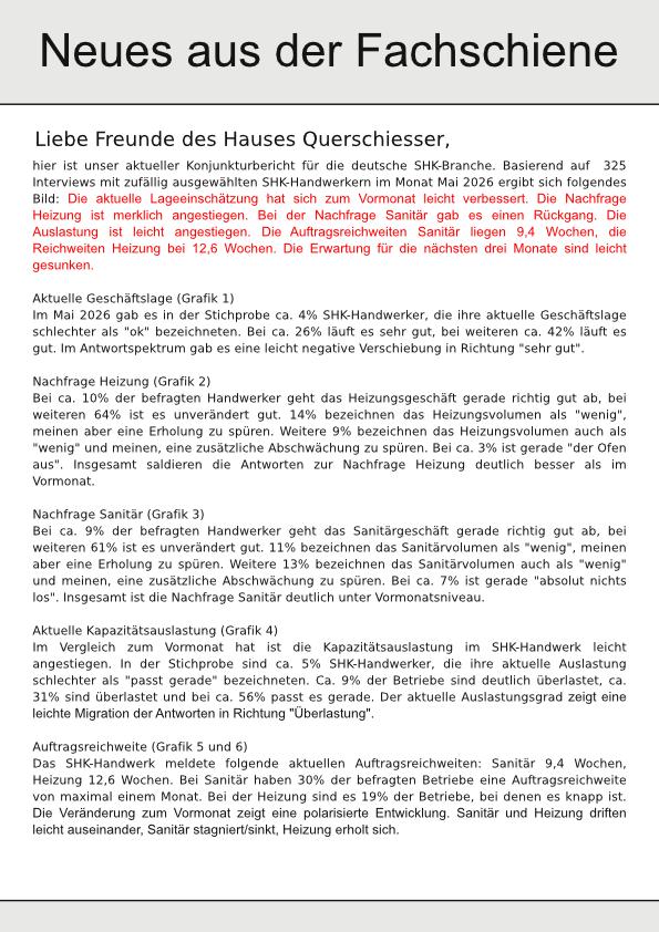 SHK-Journal: QUERSCHIESSER: Neues aus der Fachschiene
